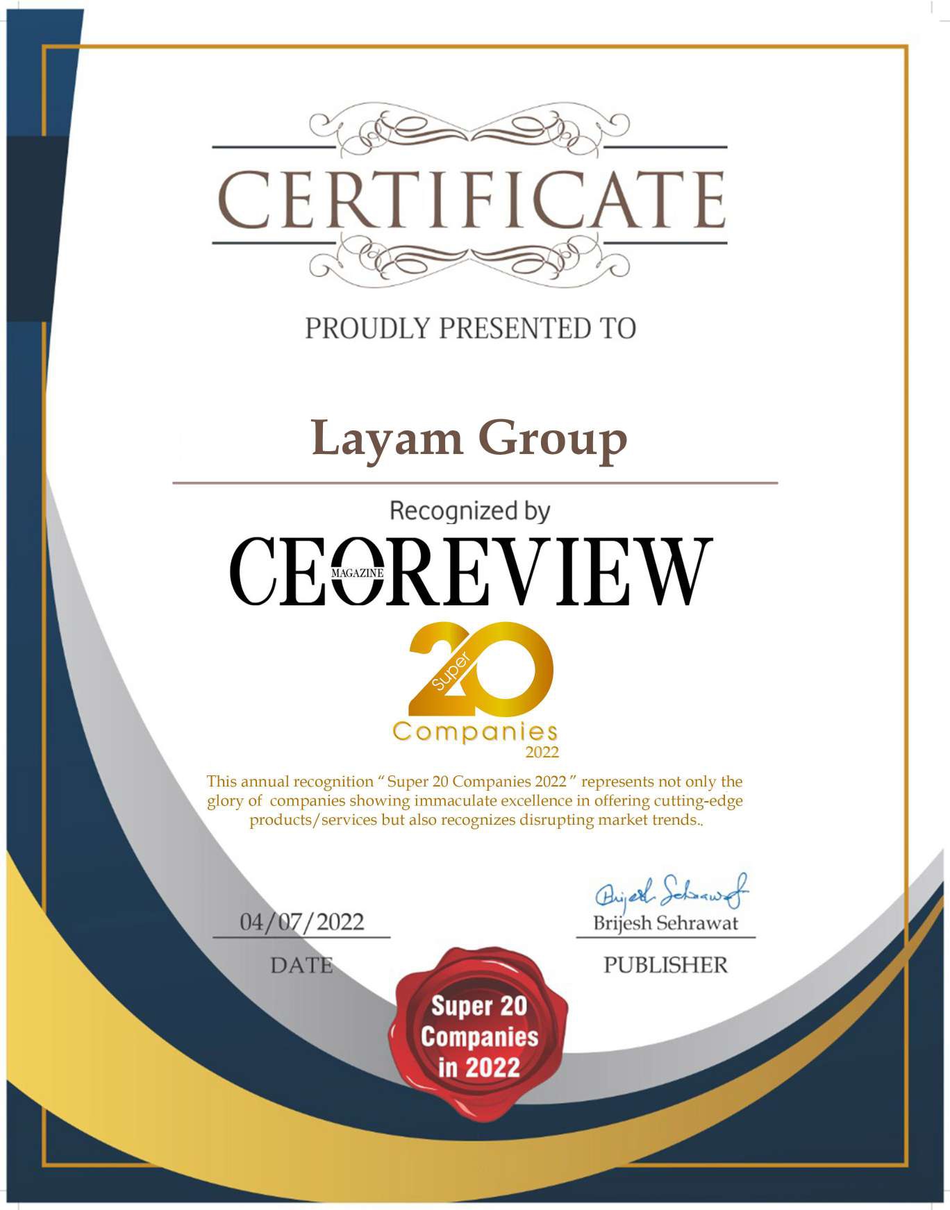 Awards - Layam Group